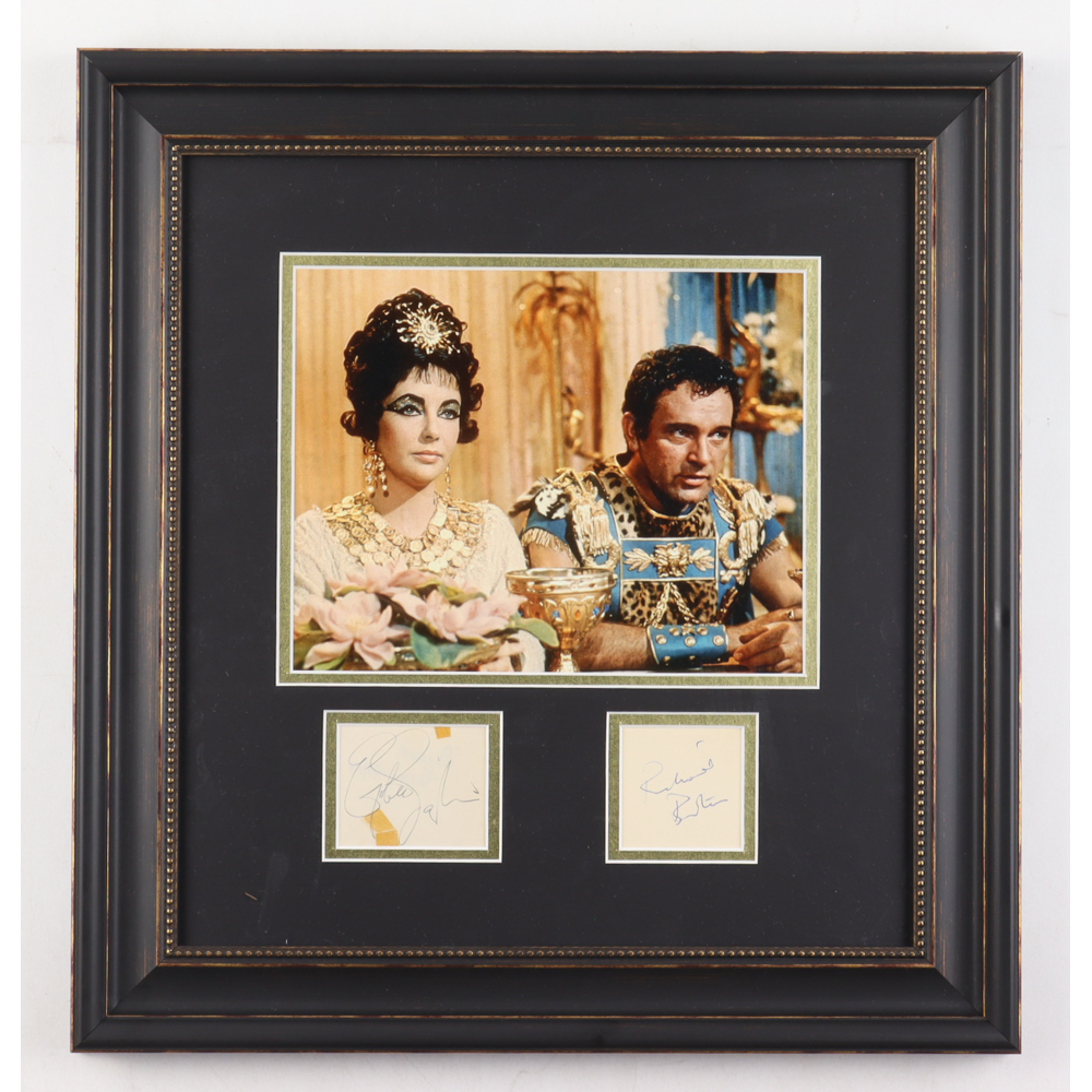 Elizabeth Taylor & Richard Burton Signed "Cleopatra" Custom Framed Cut Display (Beckett ...
