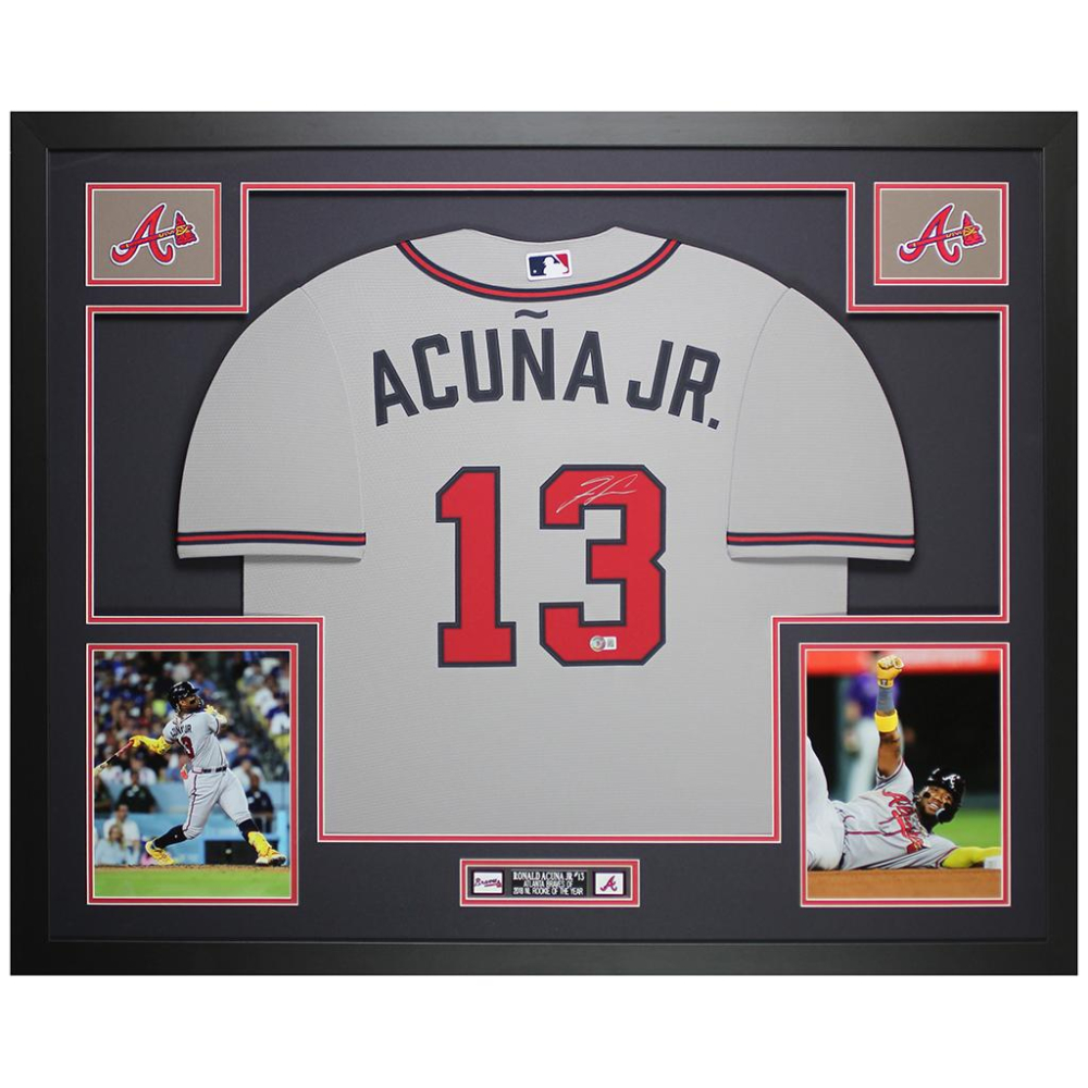 Ronald Acuna Jr. Signed Custom Framed Jersey Display (Beckett ...