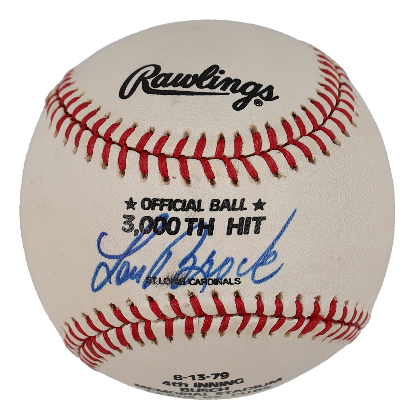 Lou Brock Signed "3,000th Hit" Commemorative Baseball (Beckett ...