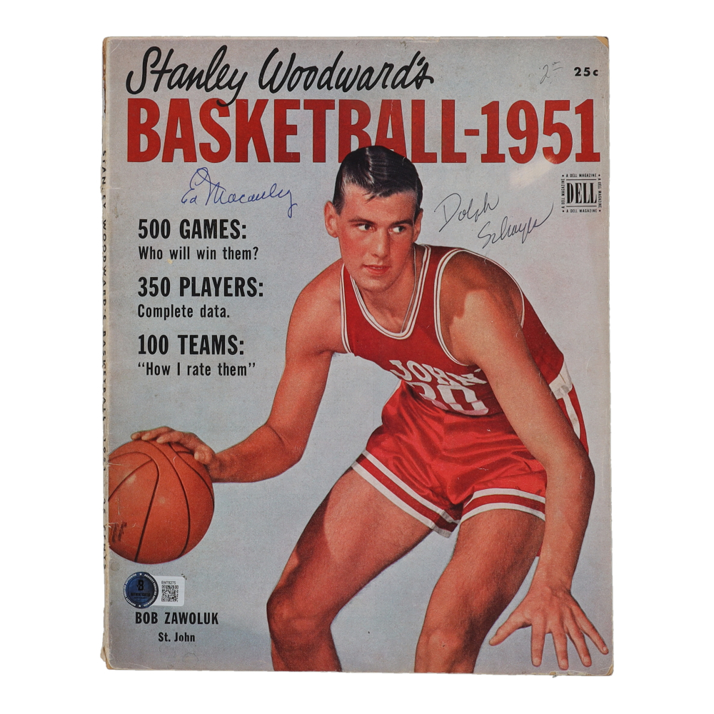 Ed Macauley & Dolph Schayes Signed 1951 Basketball Magazine (Beckett ...