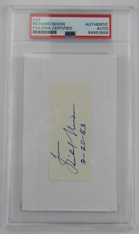 Richard Nixon Signed Cut Signature on 3x5 Index Card Inscribed "3-20-83 ...