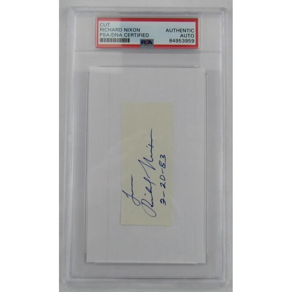 Richard Nixon Signed Cut Signature on 3x5 Index Card Inscribed "3-20-83 ...