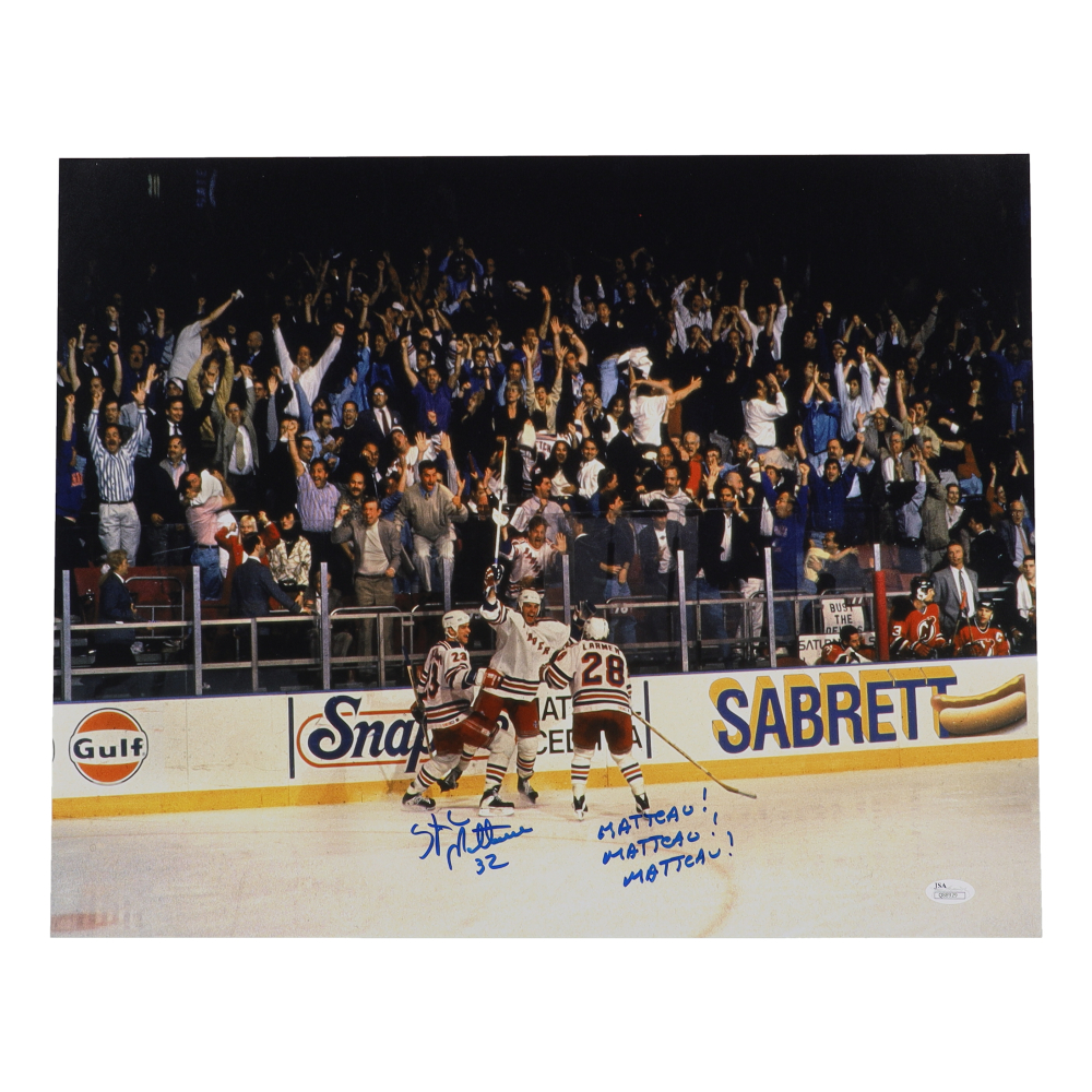 Stephane Matteau Signed Rangers 16x20 Photo Inscribed "Matteau! Matteau ...