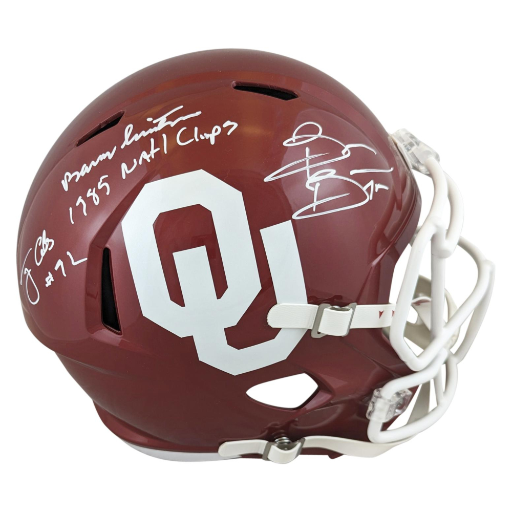 Barry Switzer, Brian Bosworth, & Tony Casillas Signed Oklahoma Sooners ...