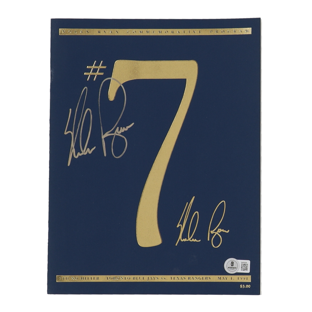 Nolan Ryan Signed 1991 "7th No-Hitter" Commemorative Program (Beckett ...