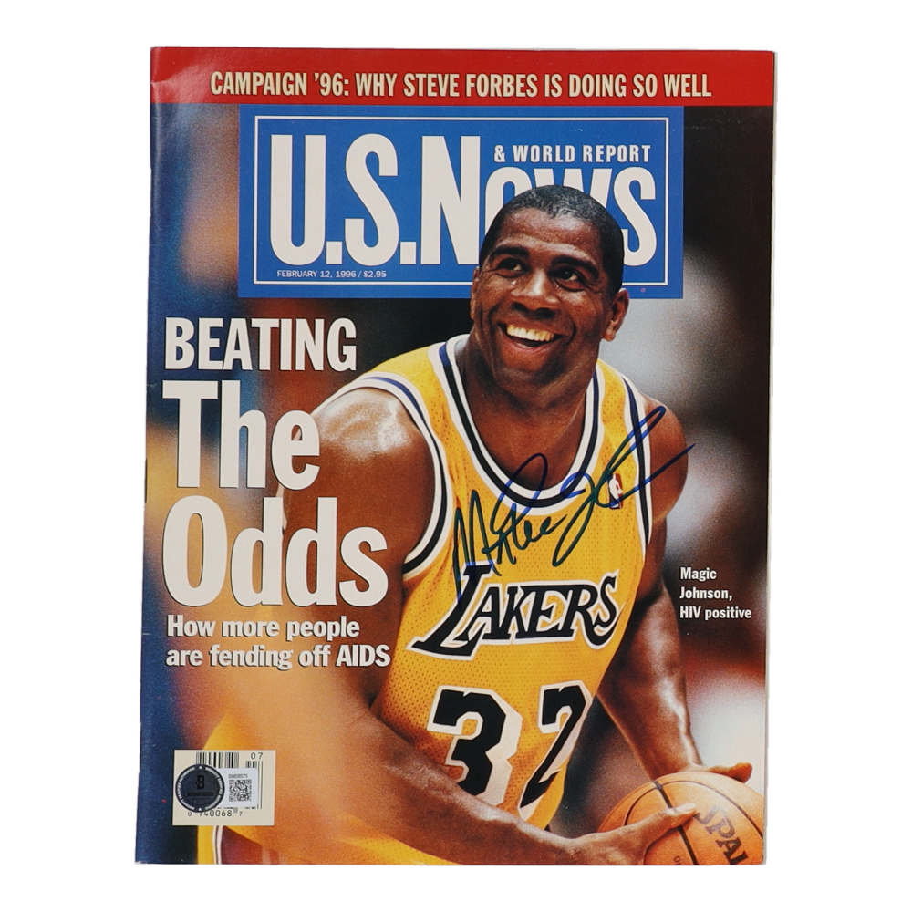 Magic Johnson Signed 1996 "U.S. News" Magazine (Beckett) | Pristine Auction