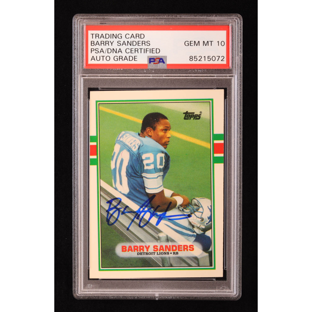 Barry Sanders Signed 1989 Topps Traded #83T RC (PSA | Autograph Grade ...