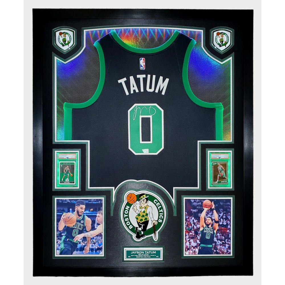 Jayson Tatum Signed Celtics Custom Framed LED Backlit Nike Jersey ...