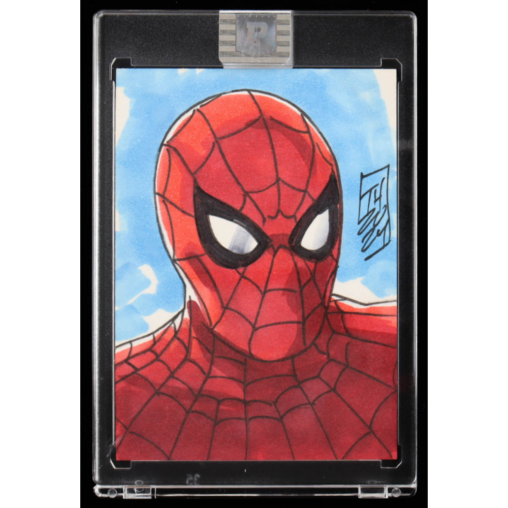 Spider Man Avengers Marvel Original Art Sketch Card By Tom Hodges 11 Original Art