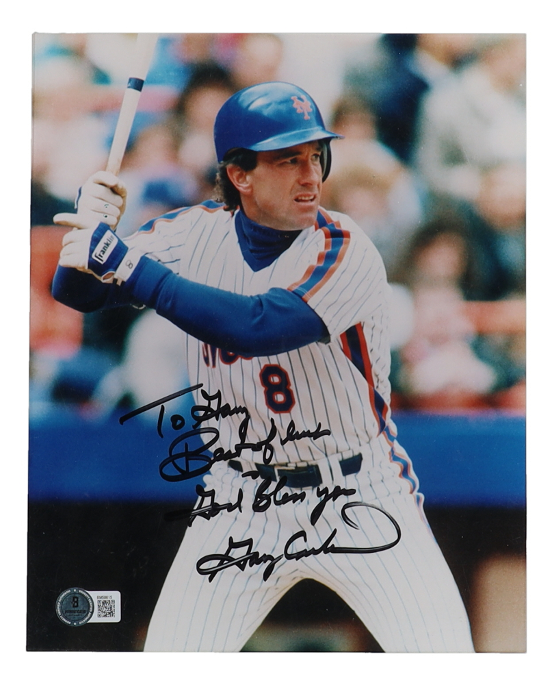 Gary Carter Signed Mets 8x10 Photo Inscribed "Best Of Luck, God Bless ...