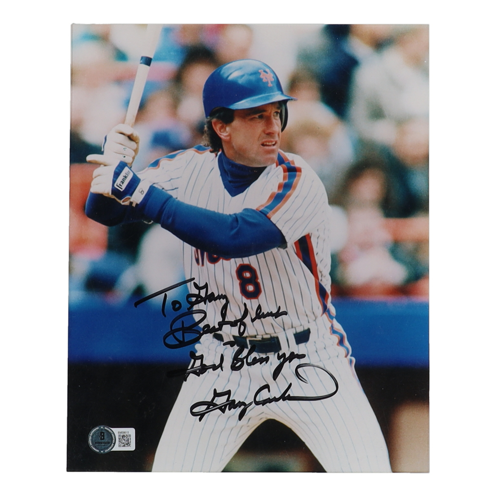 Gary Carter Signed Mets 8x10 Photo Inscribed "Best Of Luck, God Bless ...