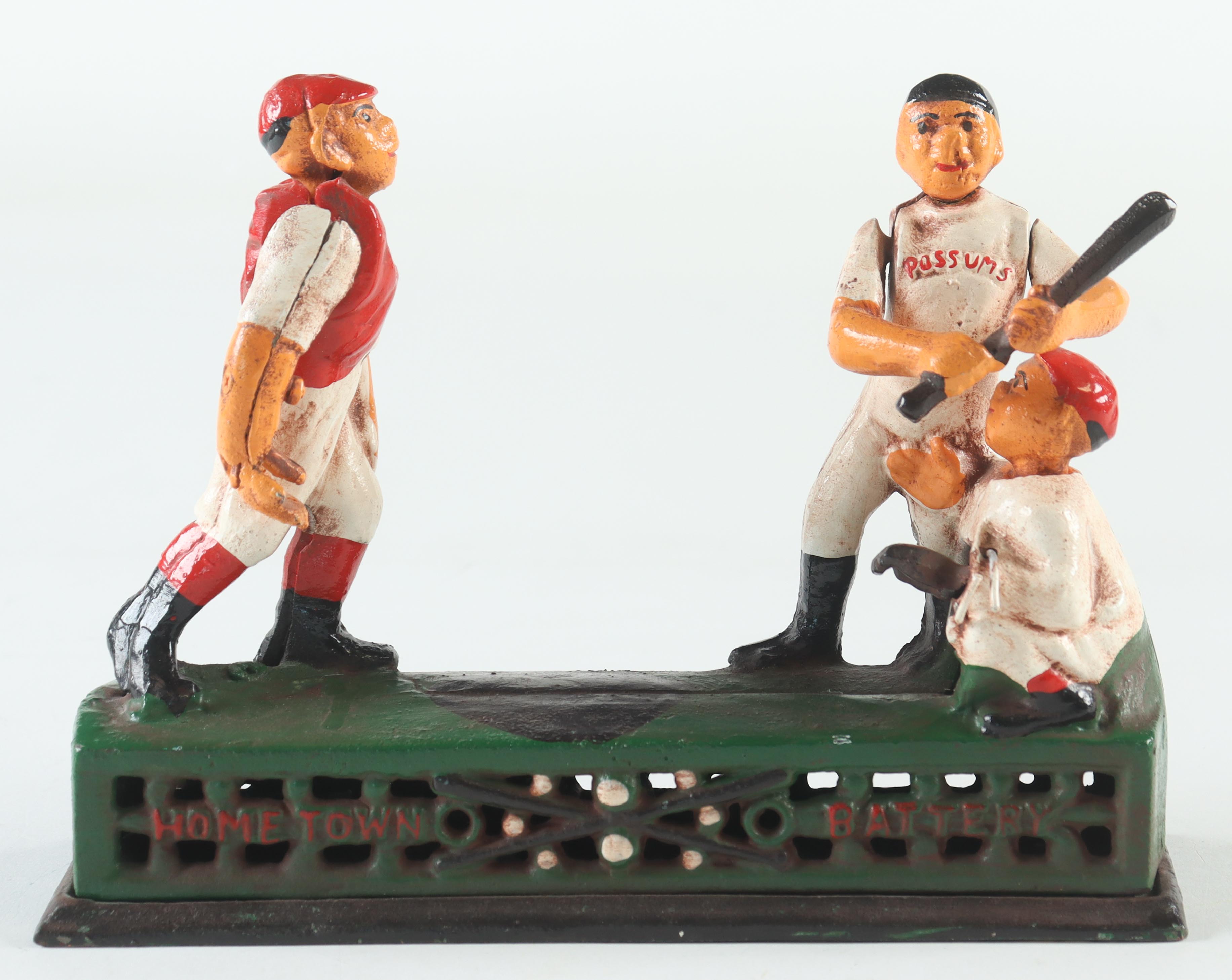 Vintage Mechanical Baseball Iron Coin Bank | Pristine Auction
