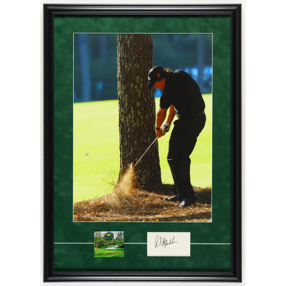 Phil Mickelson Signed Custom Framed Cut Display With 2010 Masters ...