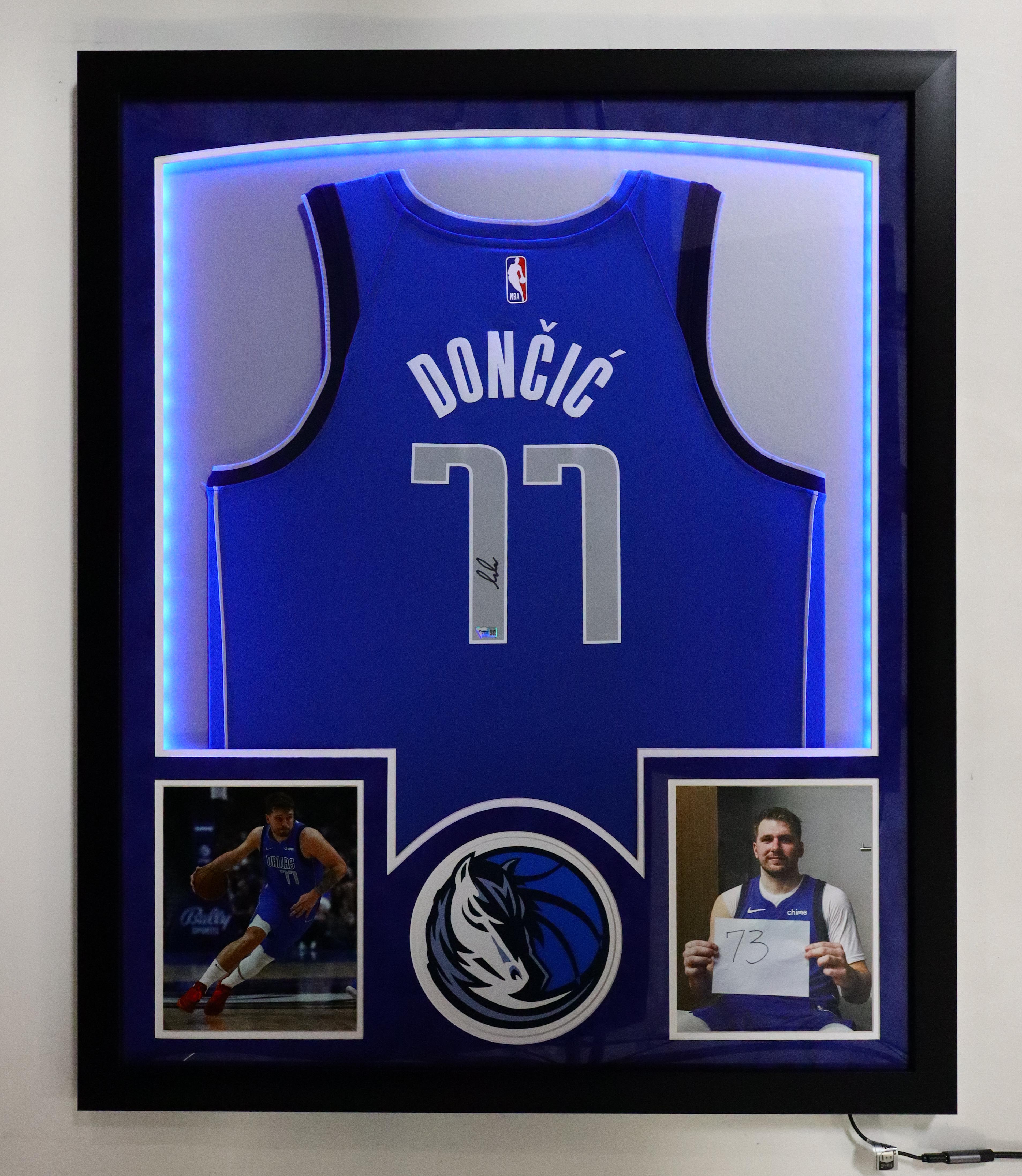 Luka Doncic Signed Mavericks Custom Framed Nike Jersey with LED Display ...