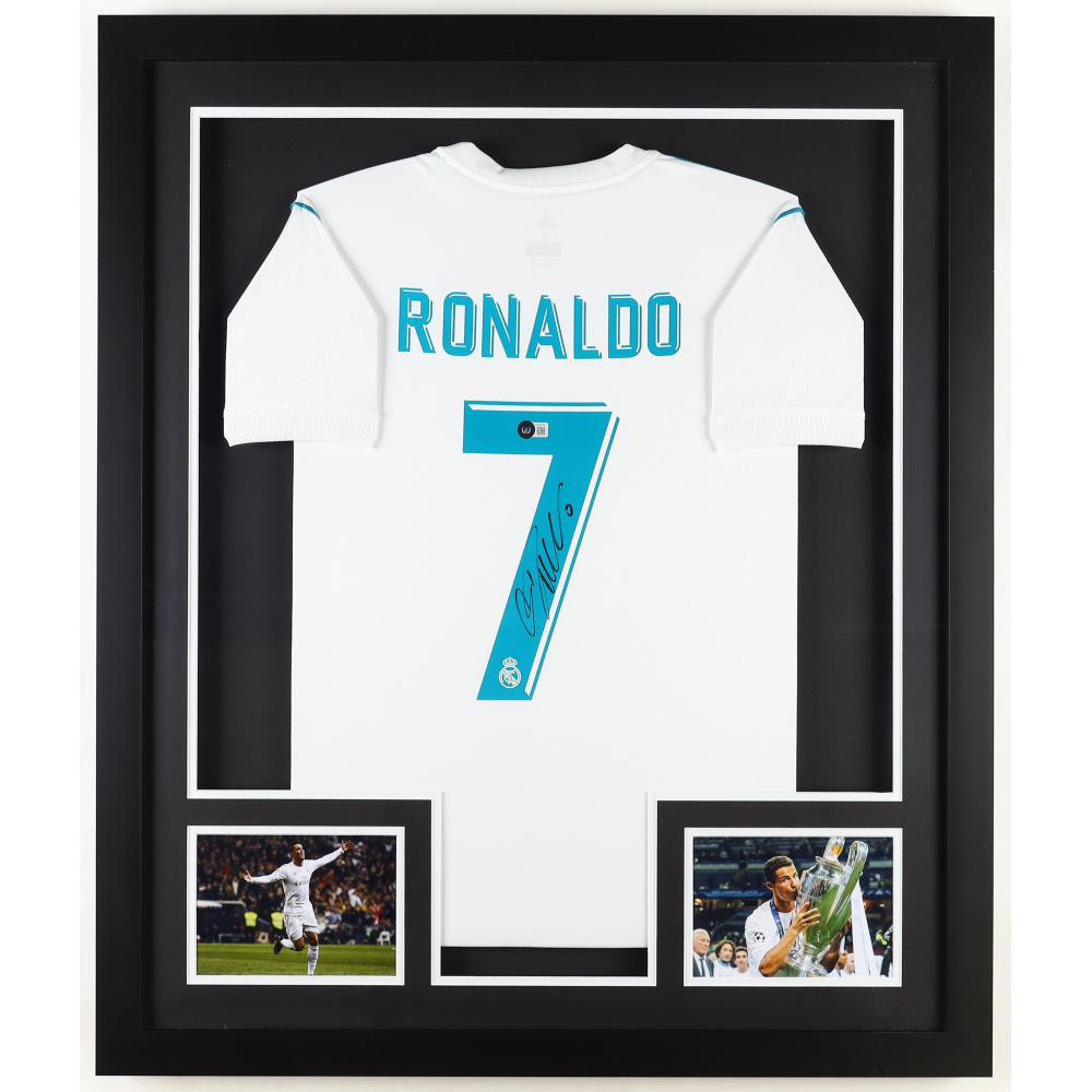 Cristiano Ronaldo Signed Real Madrid Custom Framed Jersey (Beckett ...