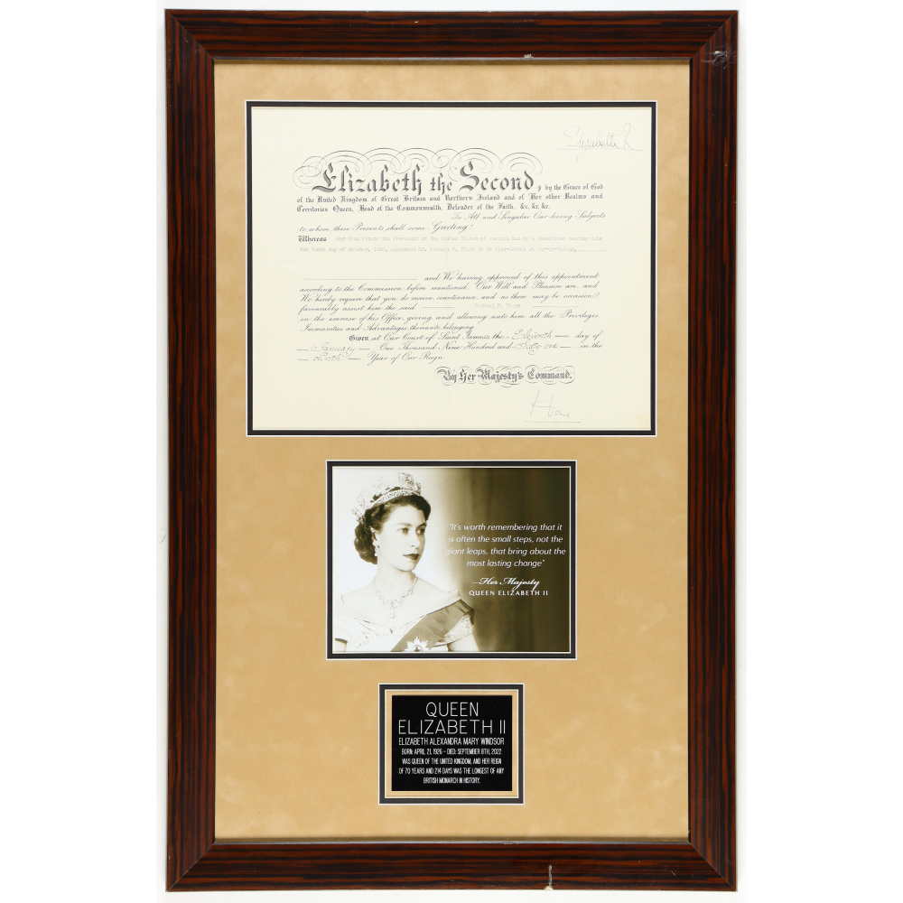 Queen Elizabeth II Signed Custom Framed 1961 Official Document (PSA ...