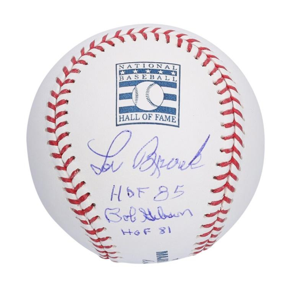Lou Brock & Bob Gibson Signed Hall Of Fame OML Baseball Inscribed "HOF ...