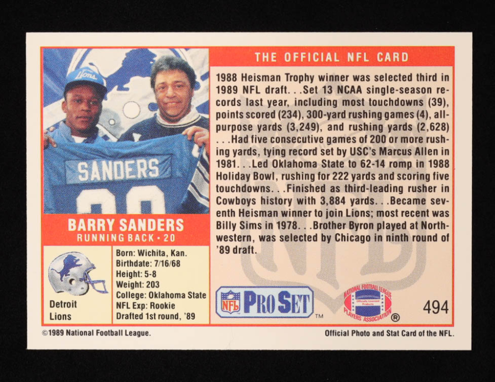 Barry Sanders 1989 Pro Set #494 RC | Pristine Auction