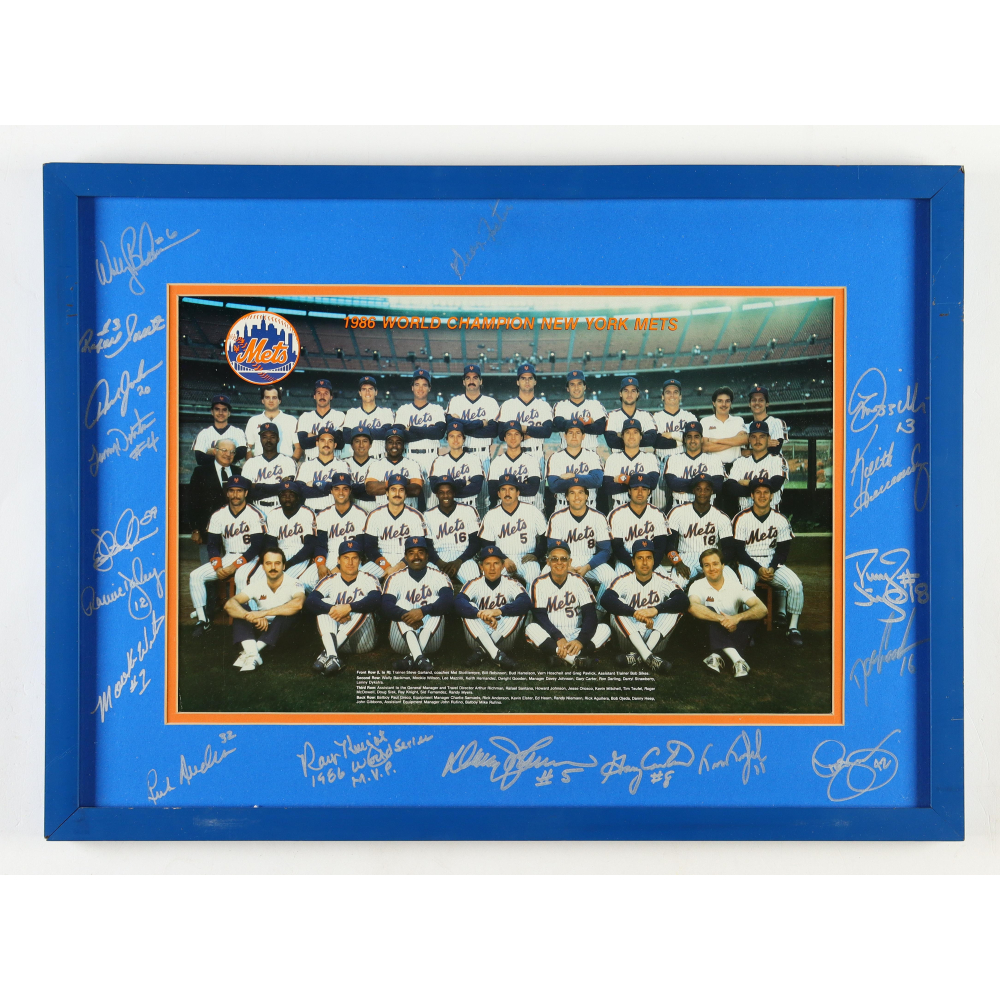 1986 Mets Custom Framed Photo Team-Signed by (17) with Dwight Gooden ...