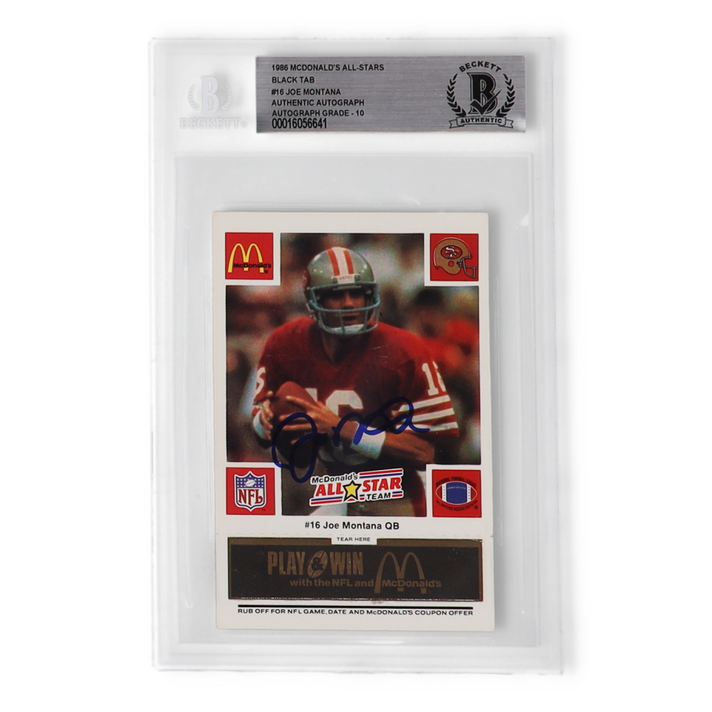 Joe Montana Signed 1986 McDonald's All-Stars Gold Tab #16 (Beckett ...