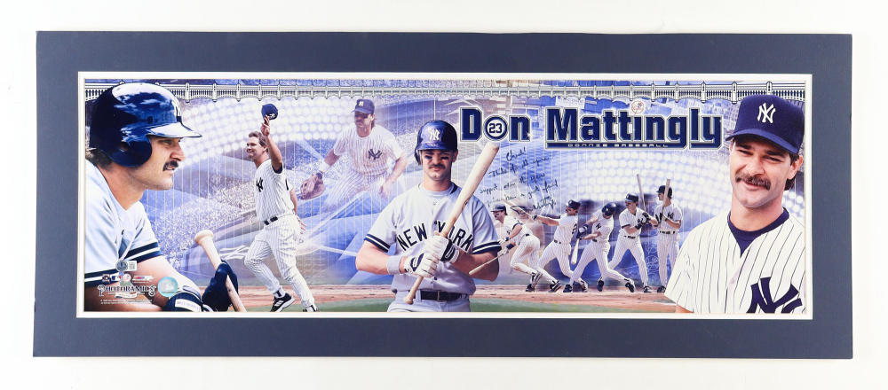 Don Mattingly Signed Yankees 17x40 Custom Matted Photo Display ...