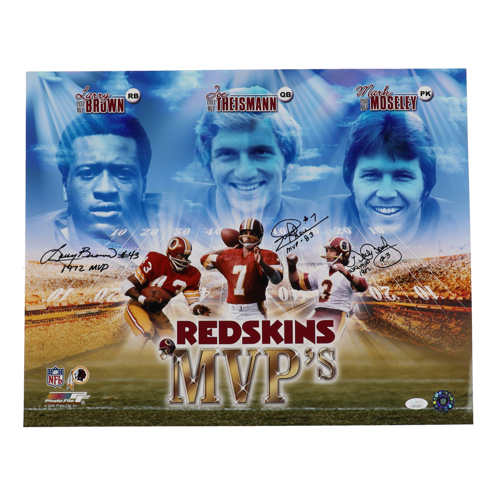 Joe Theismann, Larry Brown & Mark Moseley Signed "Redskins MVP's" 16x20 ...