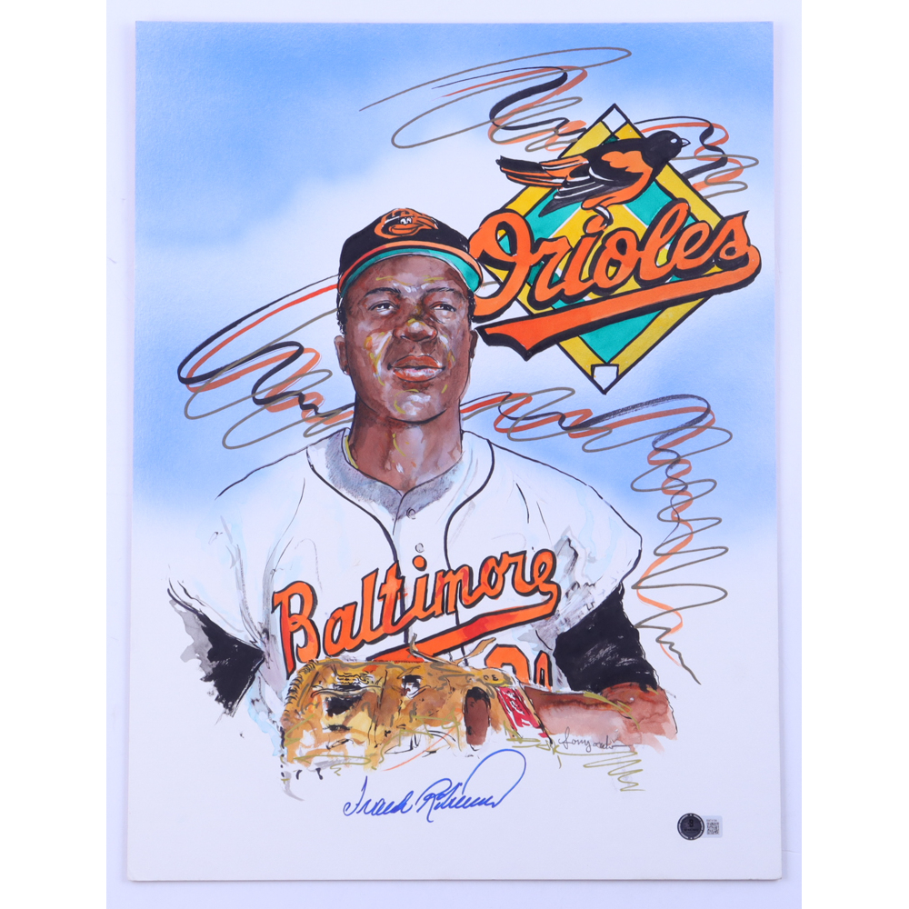Frank Robinson Signed Orioles 15x20 Longordo Original Mixed Media ...