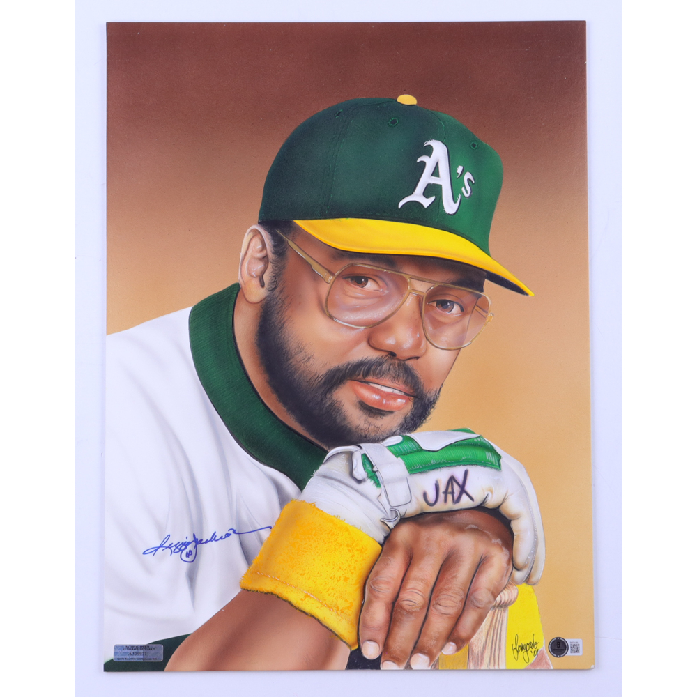 Reggie Jackson Signed Athletics 15x20 Longordo Original Mixed Media ...