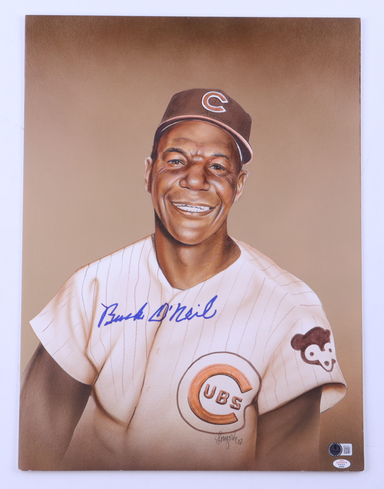 Buck O'Neil Signed Cubs 15x20 Longordo Original Mixed Media Artwork on ...