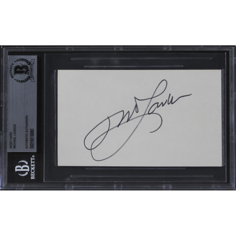 Michael Landon Signed 3x5 Index Card (BAS) | Pristine Auction