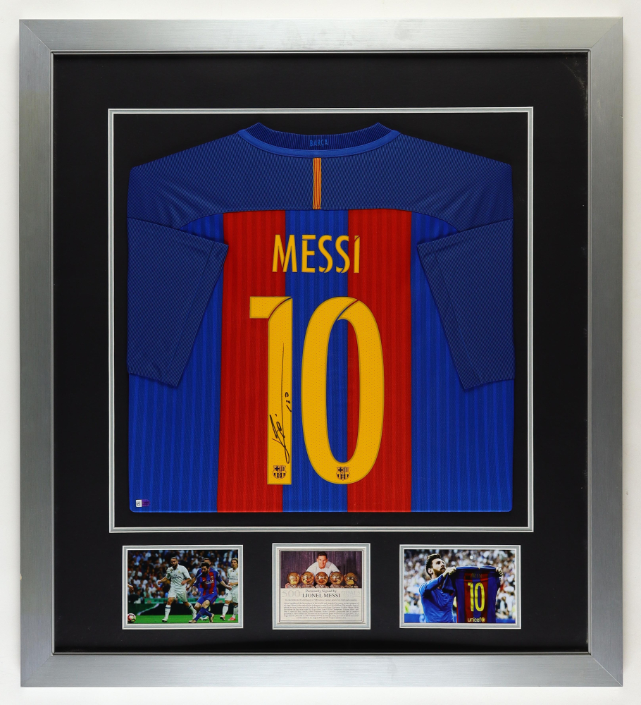 Lionel Messi Signed Custom Framed Jersey Display (Beckett) | Pristine ...