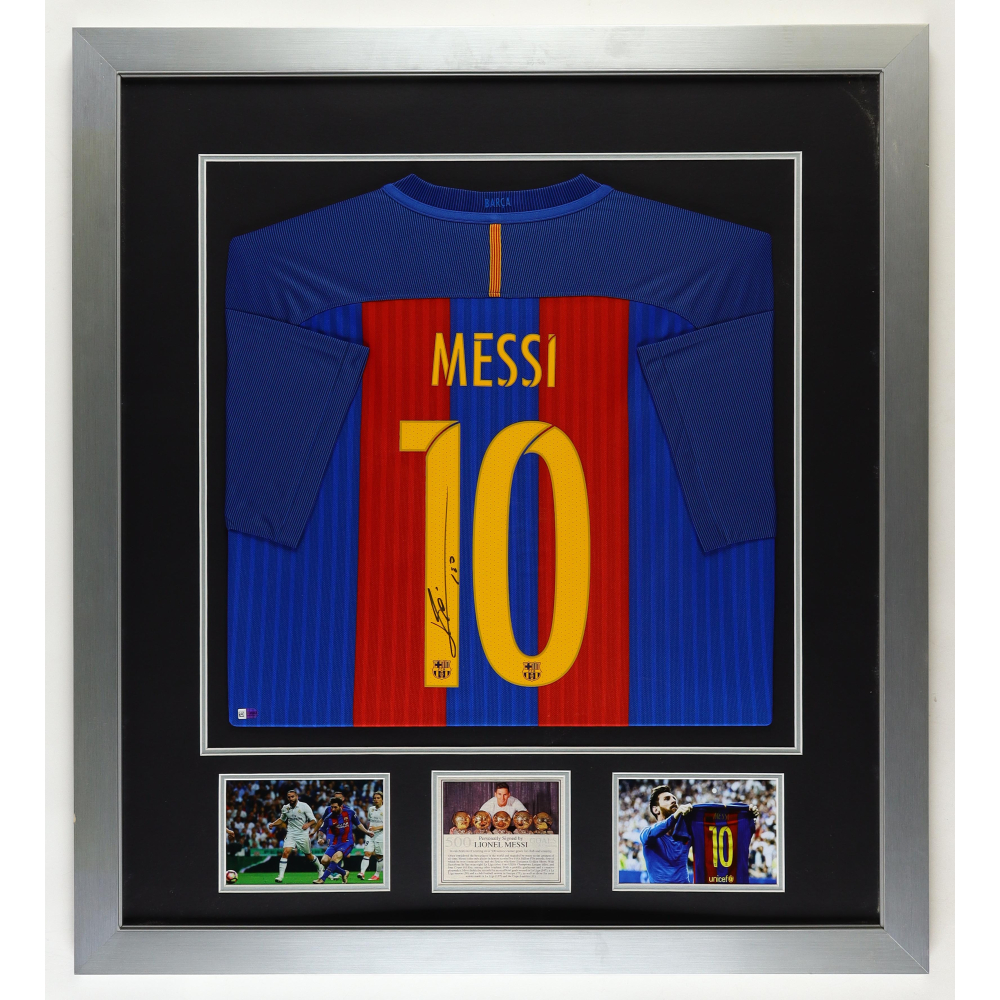 Lionel Messi Signed Custom Framed Jersey Display (Beckett) | Pristine ...