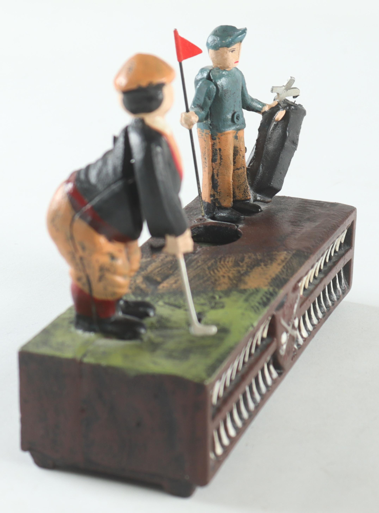 Vintage Mechanical Golf Iron Coin Bank | Pristine Auction