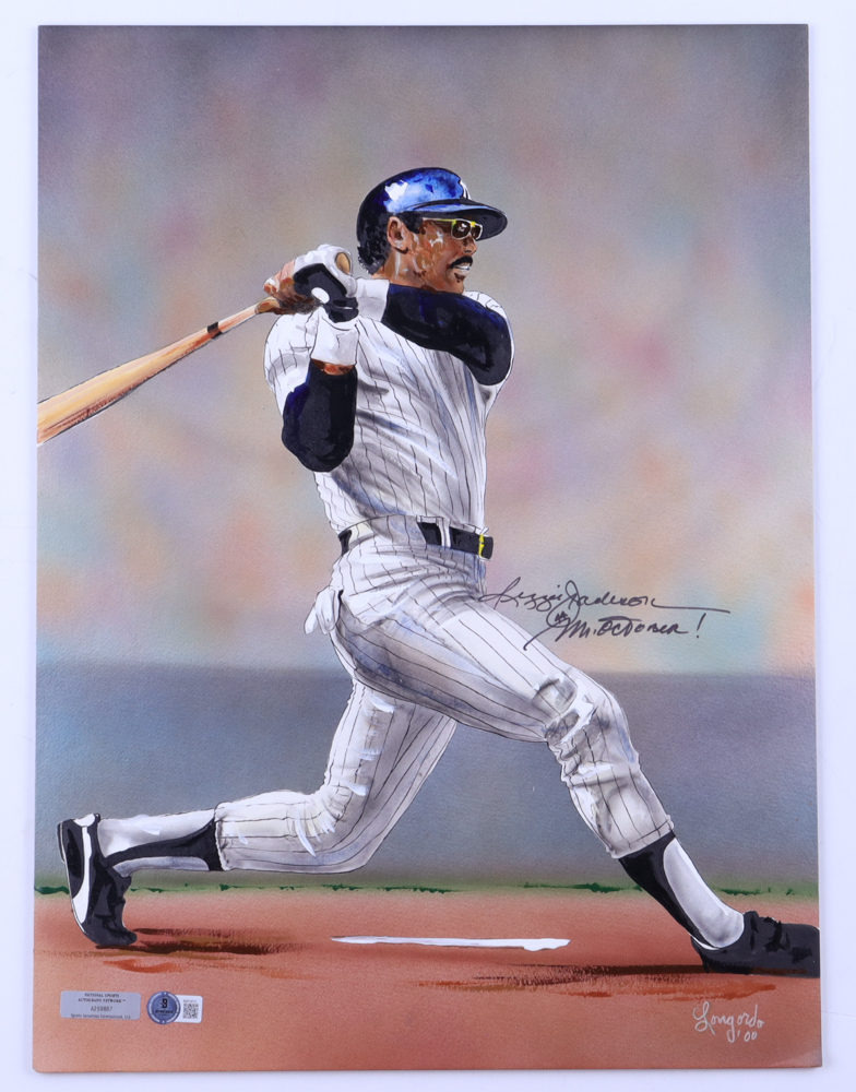 Reggie Jackson Signed Yankees 15x20 Longordo Original Mixed Media ...