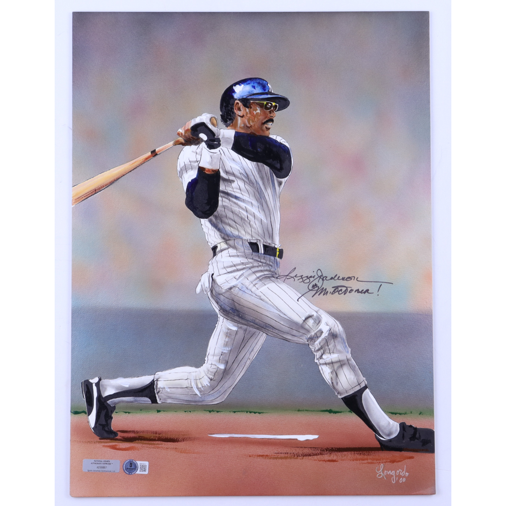 Reggie Jackson Signed Yankees 15x20 Longordo Original Mixed Media ...