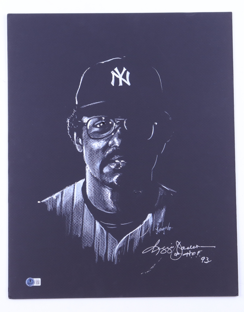 Reggie Jackson Signed Yankees 15x20 Longordo Original Mixed Media ...