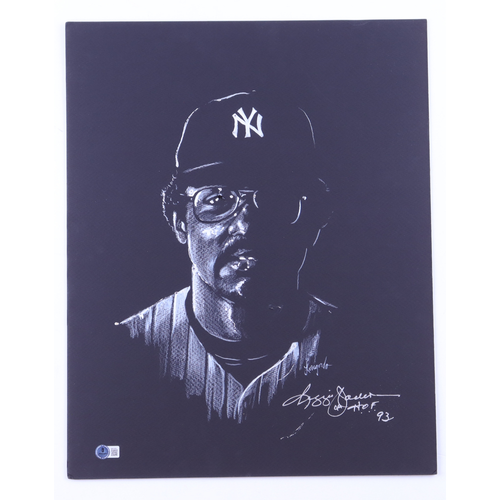 Reggie Jackson Signed Yankees 15x20 Longordo Original Mixed Media ...