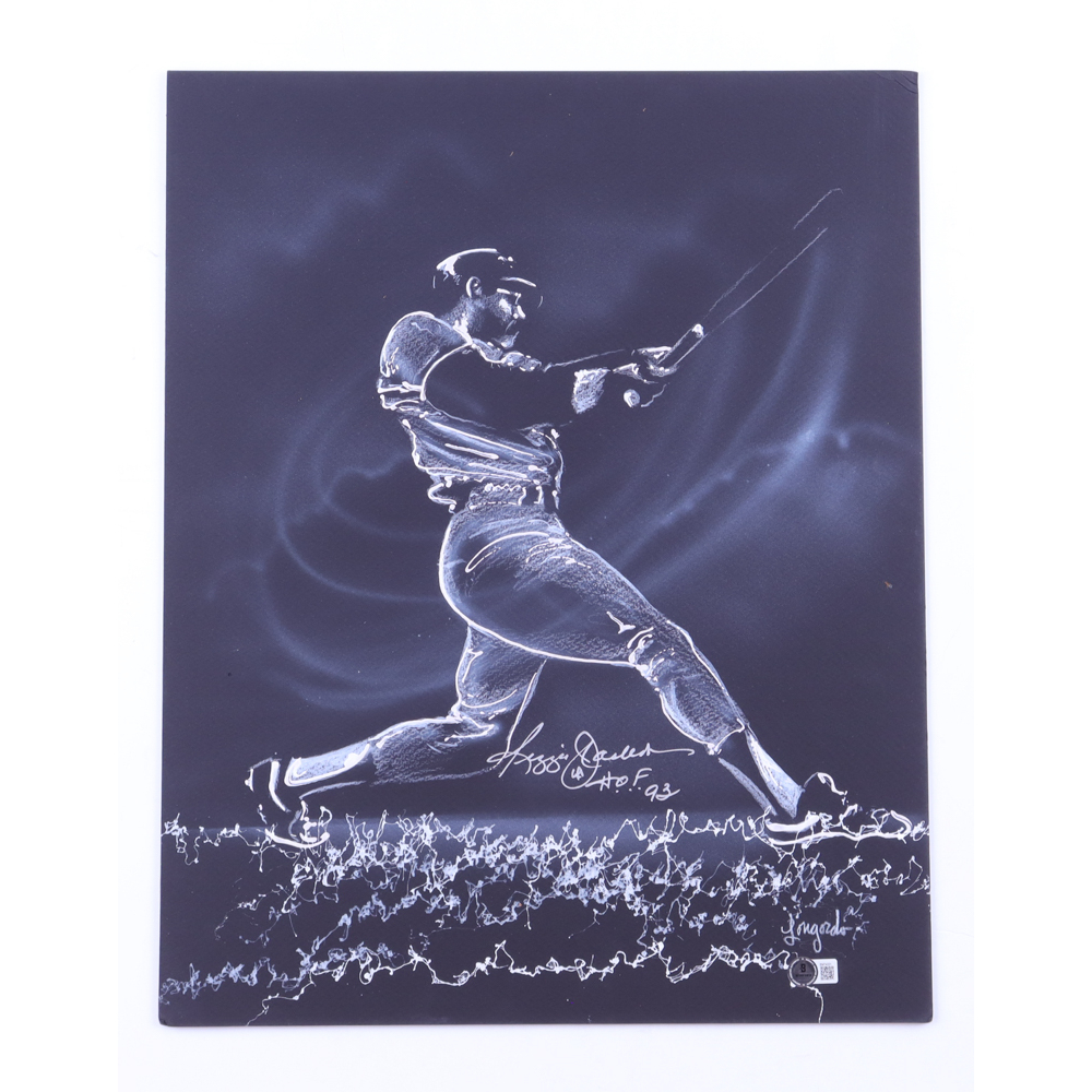 Reggie Jackson Signed Yankees 15x20 Longordo Original Mixed Media ...