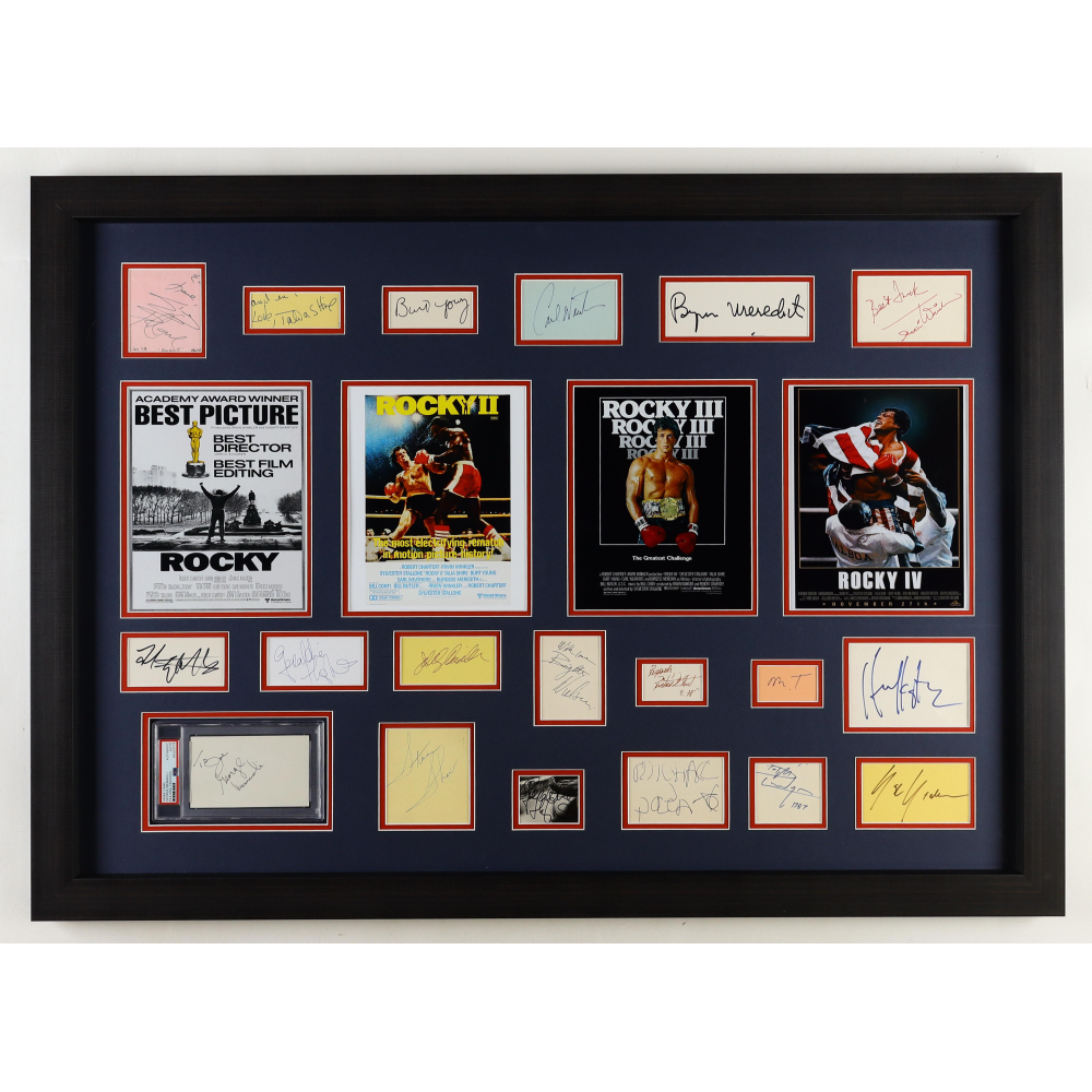 "Rocky, II, III, IV" Custom Framed Cut Display Cast-Signed By (19) with ...