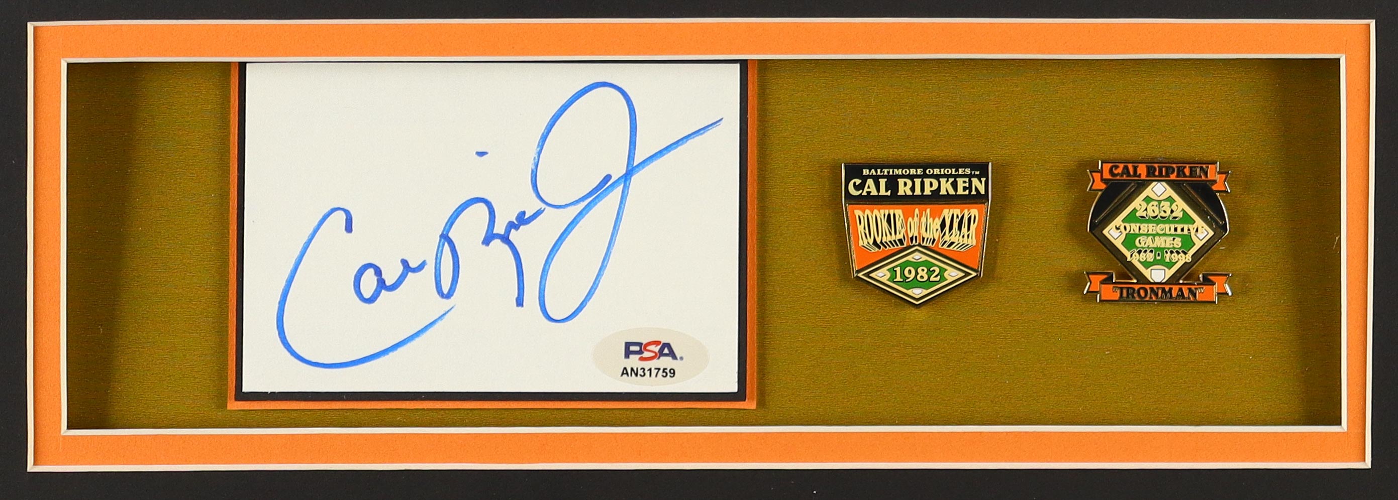 Cal Ripken Jr. Signed Custom Framed Cut Display with Jersey, (2) Player ...