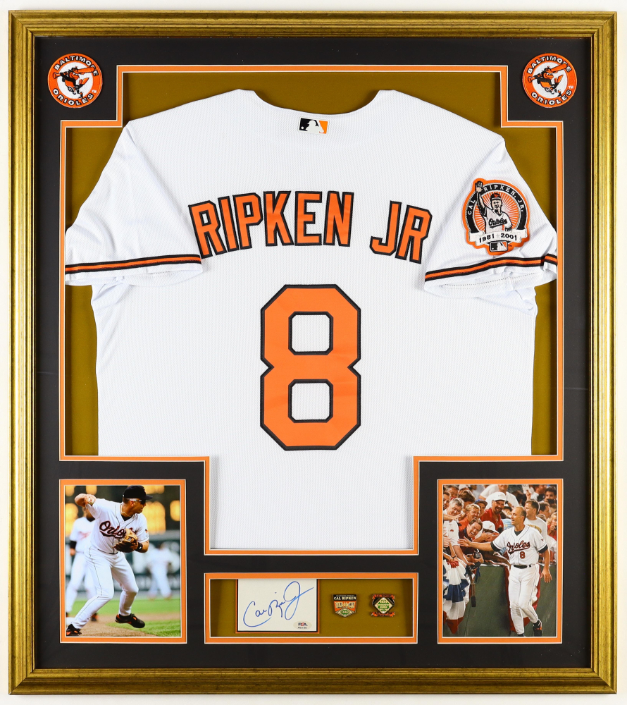 Cal Ripken Jr. Signed Custom Framed Cut Display with Jersey, (2) Player ...