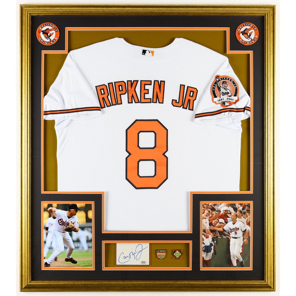 Cal Ripken Jr. Signed Custom Framed Cut Display with Jersey, (2) Player ...