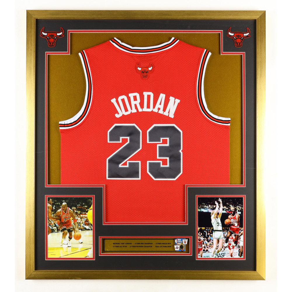Michael Jordan Custom Framed Jersey Display With 1997 NBA Finals Pin ...