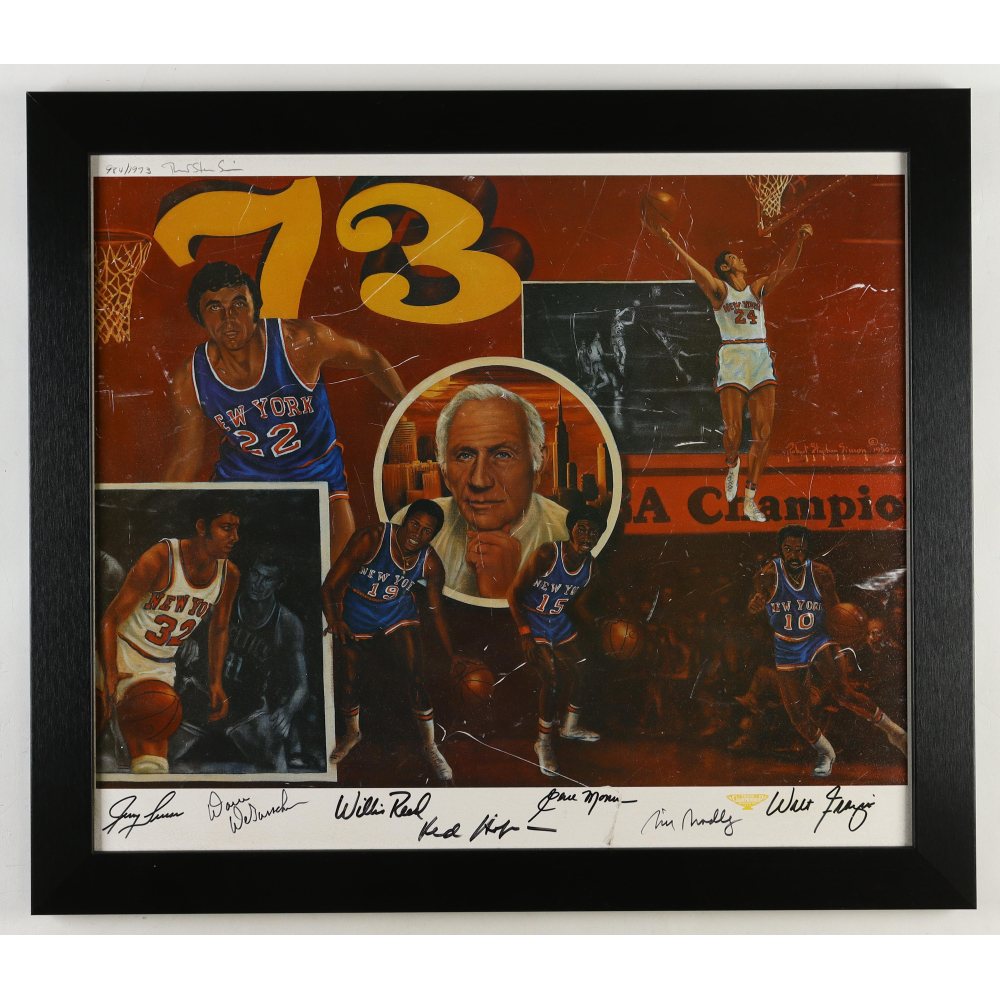 Knicks LE Custom Framed Lithograph Display Signed by (7) with Walt ...