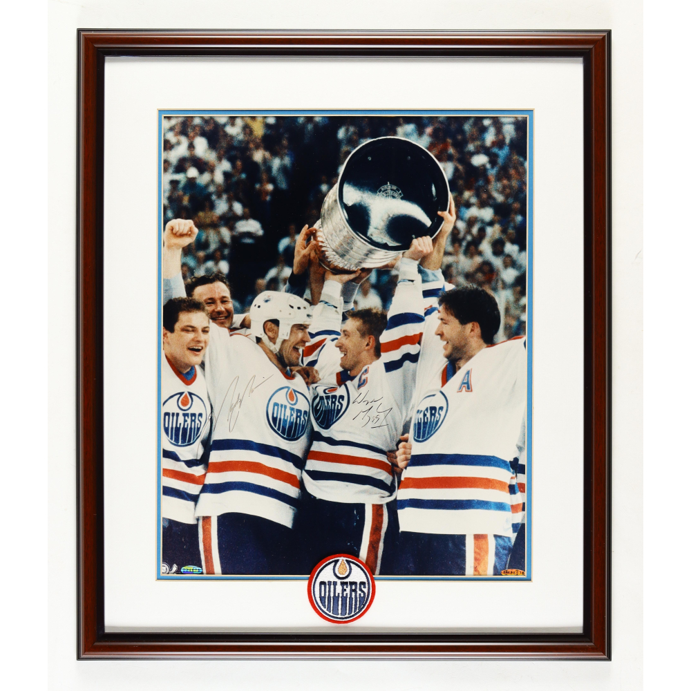 Wayne Gretzky & Mark Messier Signed Oilers Custom Framed Photo Display ...