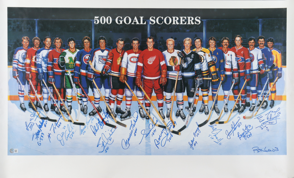 500 Goal Scorers 22x36 Poster Signed By (16) With Bobby Hull, Bryan ...
