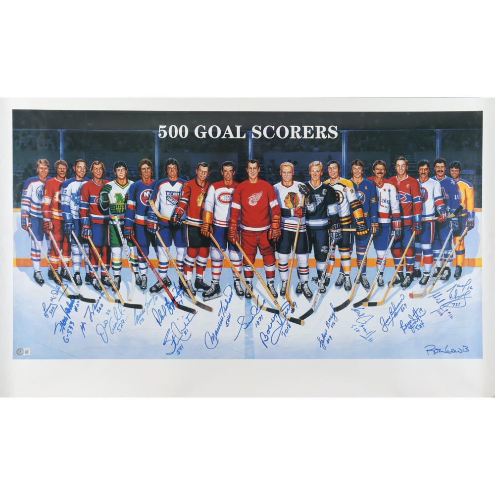 500 Goal Scorers 22x36 Poster Signed By (16) With Bobby Hull, Bryan ...