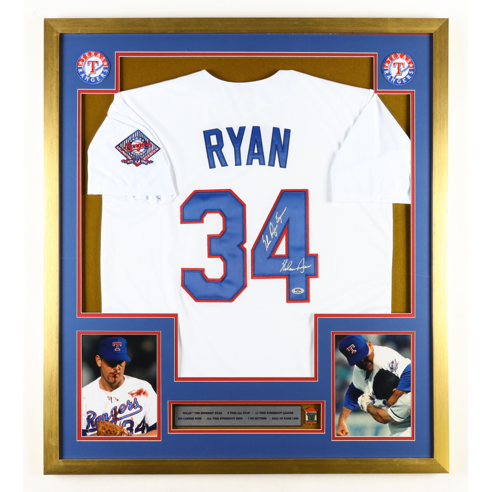 Nolan Ryan Signed Custom Framed Jersey Display With Player Retirement ...