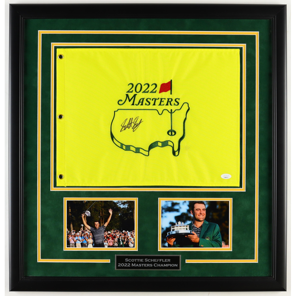 Scottie Scheffler Signed 2022 Masters Custom Framed Pin Flag Display ...