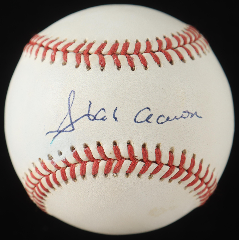Hank Aaron Signed ONL Baseball With Wood Display Case (PSA) | Pristine ...